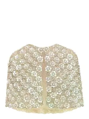 Oscar De La Renta Floral-embroidered Cape - Neutrals