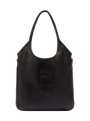 Miu Miu Ivy Medium Distressed Leather Shopper - Brown