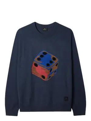 Paul Smith Dice' Merino Wool-blend Knitted Sweater - Blue
