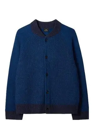 Paul Smith Tonal-stitch Bomber Cardigan - Blue