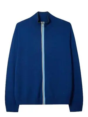 Paul Smith Merino Wool Zip-through Cardigan - Blue