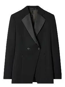 PAUL SMITH Satin Trim Structured Double-Breasted Blazer