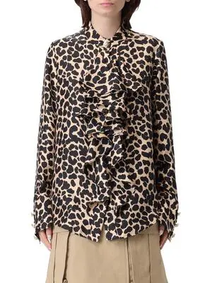 Balmain Leopard Print Ruffled Shirt - Beige