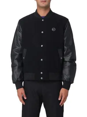 Just Cavalli Varsity Jacket With Leather Sleeves - Black