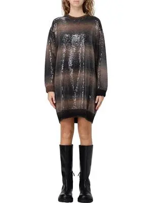 Liu Jo Embellished Striped Knit Dress - Brown