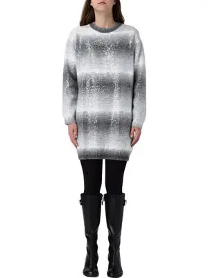 Liu Jo Embellished Striped Knit Dress - Grey