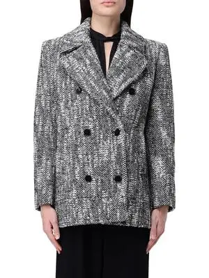 Patrizia Pepe Double Breasted Coat - Black