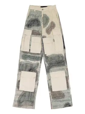WHO DECIDES WAR BY EV BRAVADO Camouflage Embroidery Pants - Cream