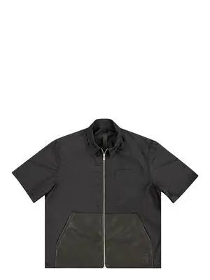 Chrome Hearts Nylon Zip Up Collar Shirt With Leather Pockets - Black