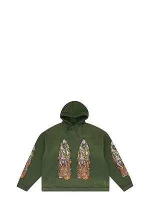 WHO DECIDES WAR BY EV BRAVADO Flame Glass Hooded Sweatshirt - Green