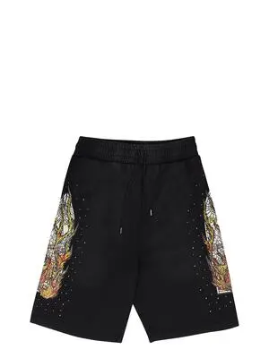 WHO DECIDES WAR BY EV BRAVADO Flame Glass Sweatshorts - Black