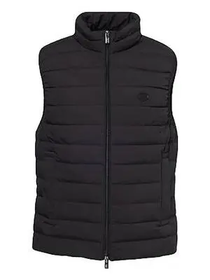 Emporio Armani Badge-Embroidered Shell-Down Gilet Nero