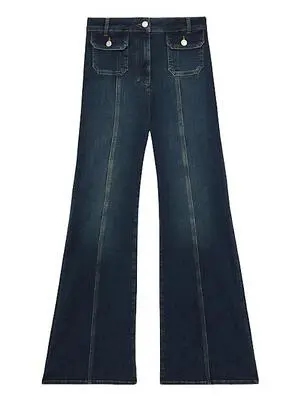 REISS Flared Mid-rise Stretch-denim Jeans - Mid Blue