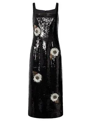 Huishan Zhang Marylin Sequin Woven Midi Dress - Black