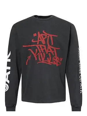 GALLERY DEPT. Music Lives On Atk Long-sleeve Cotton-jersey T-shirt - Black