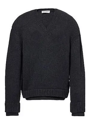 Our Legacy Relaxed V-neck Merino Wool Jumper - Charcoal