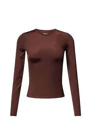 ADANOLA Ultimate Gloss Long-sleeve Top - Chocolate Brown