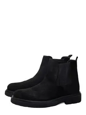 POCHE PARIS Brogue Detail Ankle Boots - Black