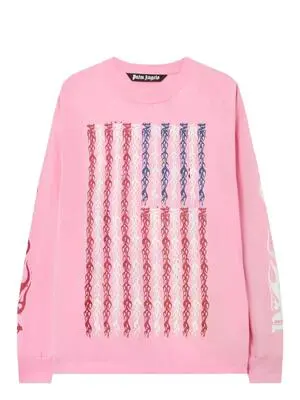 Palm Angels Flames Flag Long-sleeve T-shirt - Pink