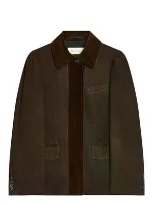 Dries Van Noten Velvet-trim Denim Blazer - Brown