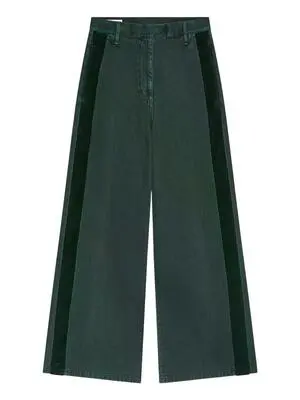 Dries Van Noten Side-stripe Denim Trousers - Green