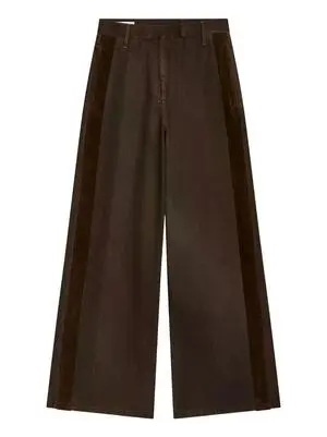 Dries Van Noten Stripe-details Denim Trousers - Brown