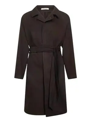 Tagliatore Lapel Belted Coat - Brown