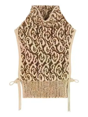 Dries Van Noten Jacquard Bib Sweater - Brown