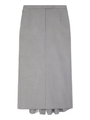 Dries Van Noten Pleated Tailored Midi Skirt - Grey