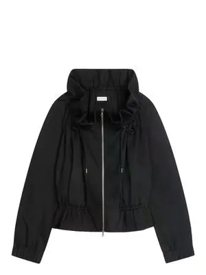 Dries Van Noten Zip-up Jacket With Ruffled Neck - Black