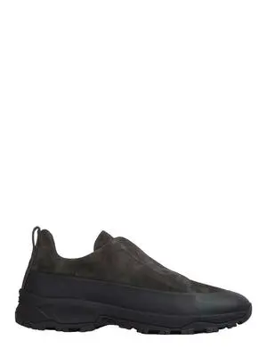 Zegna Leather Panelled Sneakers - Brown