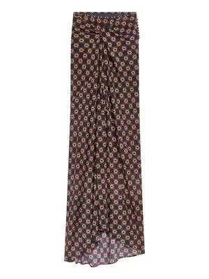 Dries Van Noten Draped Tie-print Maxi Skirt - Brown