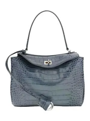 Balenciaga Rodeo Small Crocodile-effect Tote Bag - Blue
