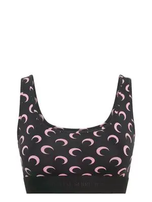 MARINE SERRE Moon-printed Jersey Sports Bra - Black