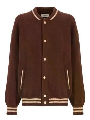 LANEUS Knitted Bomber Jacket - Brown