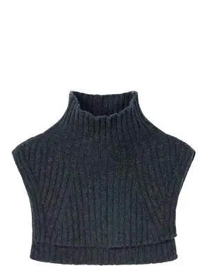 Eric Bompard Cropped Ribbed Bib - Grey