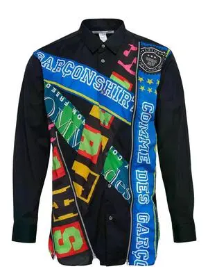 Comme Des Garçons Letter-print Zip-embellished Shirt - Black