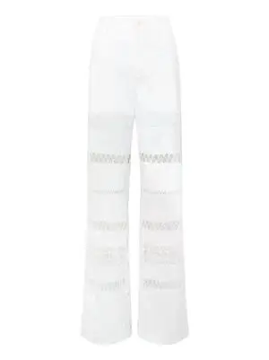 MARINE SERRE Lace-panel Straight-leg Trousers - White