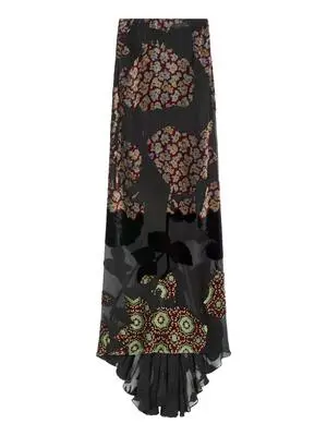 Dries Van Noten Floral-print Ruffled Skirt - Black