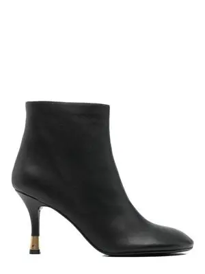 Lola Cruz Leather Ankle Boots - Black