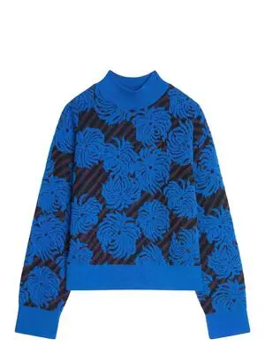 Dries Van Noten Floral-jacquard Sweater - Blue