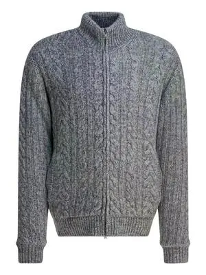 Herno Cable Knit Zip Cardigan - Grey