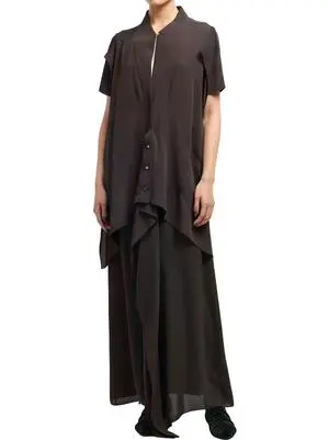 GIORGIO ARMANI Button-Detailed Layered Maxi Dress