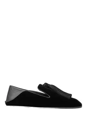 JIMMY CHOO Eliot Velvet Slippers With Tassel - Black