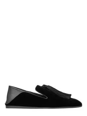 JIMMY CHOO Eliot Velvet Slippers With Tassel - Black