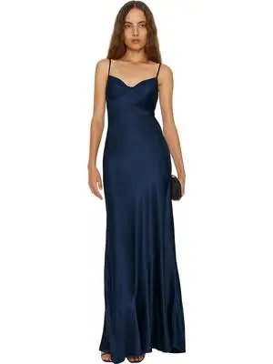 REFORMATION Neva Silk Maxi Dress Blue