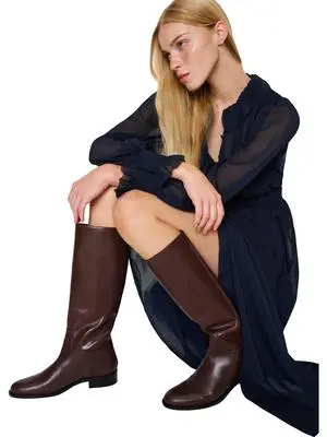 REFORMATION Velvet Hour Knee Boot Espresso Leather