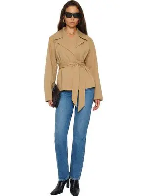REFORMATION Jaden Cropped Trench - Camel