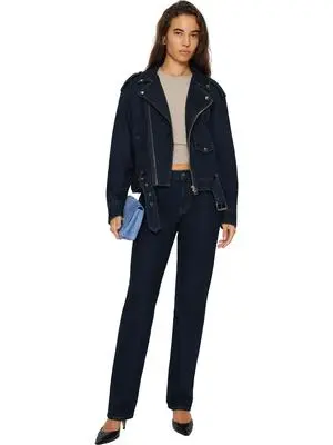REFORMATION Senna Denim Moto Jacket - Ondine
