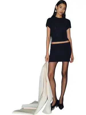 REFORMATION Megan Cashmere Mini Skirt - Black